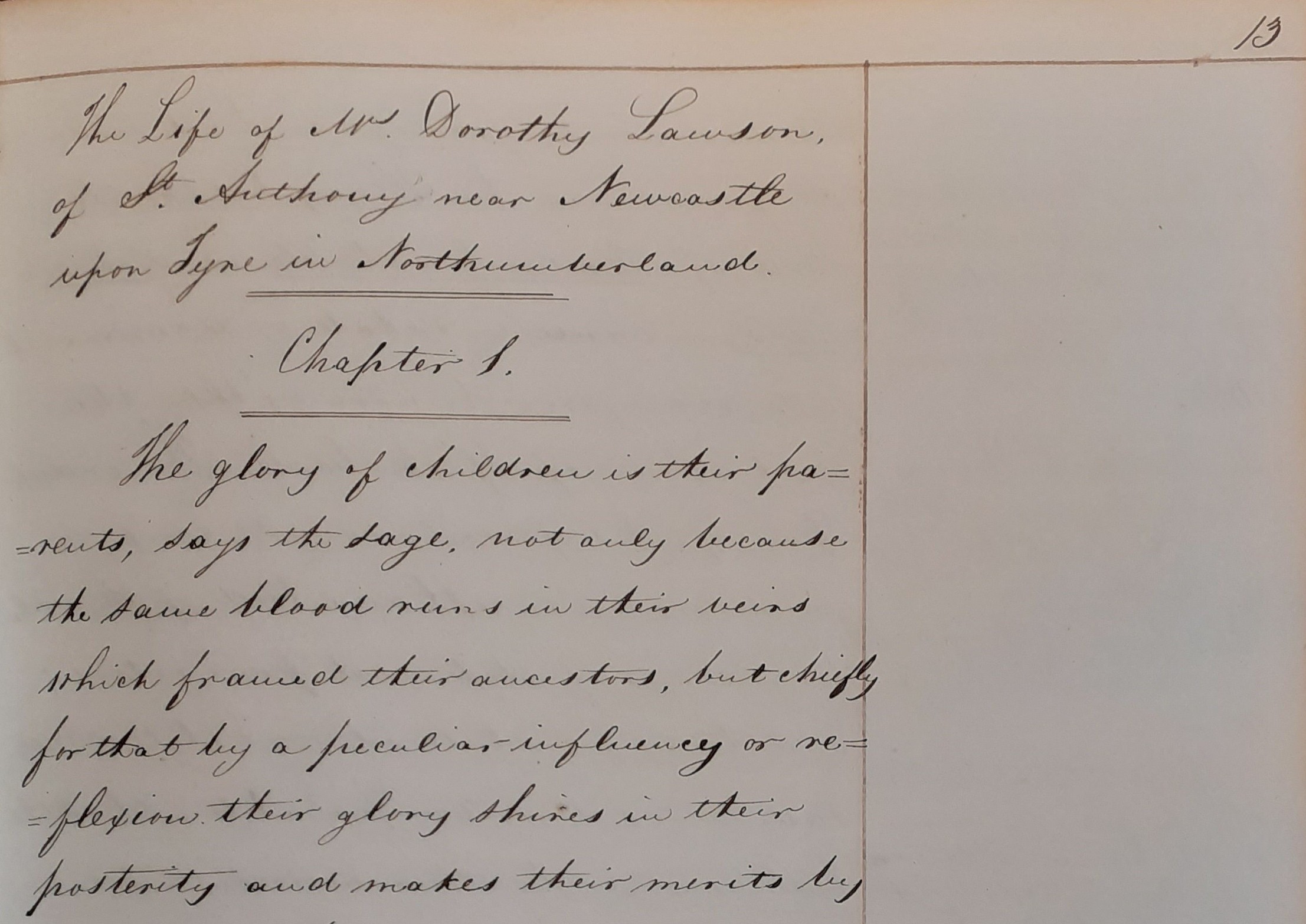 The life of Mrs. Dorothy Lawson – a manuscript (part 1) – Heythrop Library